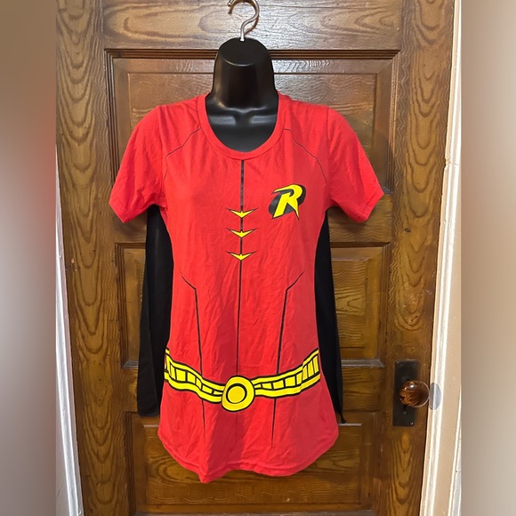 DC Comics | Tops | Womens Robin Shirt Dc Comics With Black Cape ...